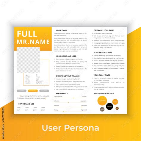 Vektor User Persona Document Template Vector Illustration Examples Of