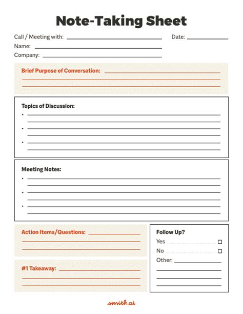 Note Taking Sheet Download Printable Pdf Templateroller