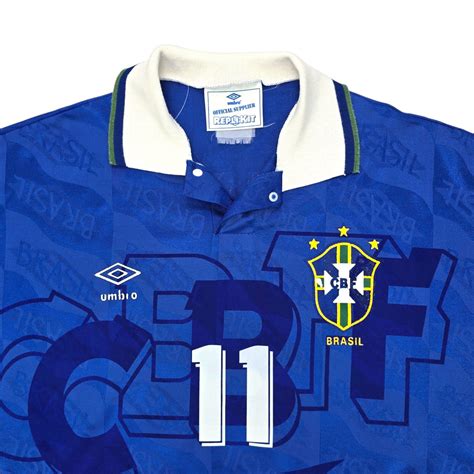 1991 93 Brazil Away Football Shirt Xl Umbro 11 Romario Football Finery