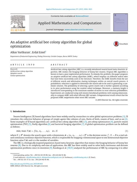 2015 Elsevier An Adaptive Artificial Bee Colony Algorithm For Global