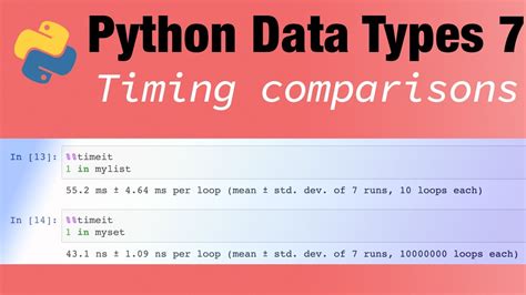 Python Data Types 7 Timing Comparisons Youtube