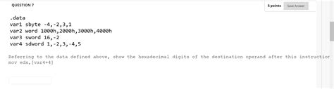 Solved Question 7 5 Points Save Answer Data Var1 Sbyte