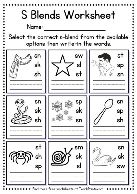 Blends Worksheet For First Grade