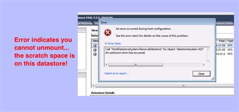 VMware Datastore Dismount Error Orions Cache