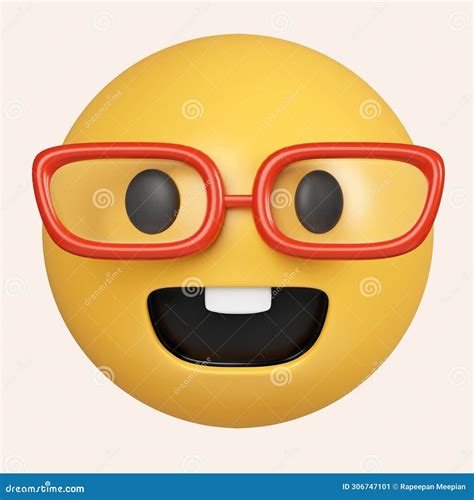 3d Nerd Face Emoji With Spectacles Cute Smiling Emoticon Wearing Eyeglasses Emoji Smiley