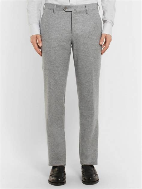 Loro Piana Slim Fit Mélange Cashmere Trousers Gray Loro Piana