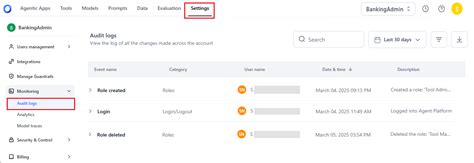 audit logs kore ai docs