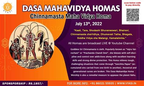 Chinnamasta Homam Dasha Mahavidya Homas Skills To Learn Skills
