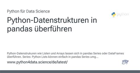 Python Datenstrukturen In Pandas überführen Python Für Data Science