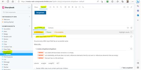 Bug Dropdown Canvas Section Under Accessibility Sections 2