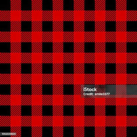 럼 버 재킷 버팔로 격자 무늬 완벽 한 패턴입니다 빨간색과 검은색 등심 타탄 체크무늬에 대한 스톡 벡터 아트 및 기타 이미지