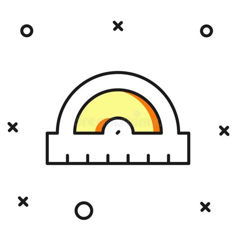 Filled Outline Protractor Grid For Measuring Degrees Icon Isolated On