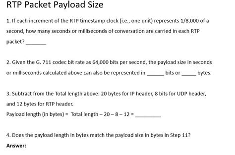 [solved] rtp packet payload size 1 if each increm solutioninn
