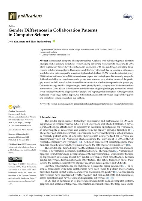 Pdf Gender Differences In Collaboration Patterns In Computer Science