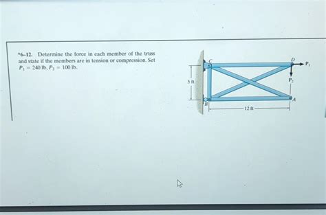Solved 6 12 Determine The Force In Each Member Of The