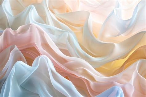 Premium Photo Soft Flowing Fabric In Pastel Hues Creating A Delicate Wavy Texture Background