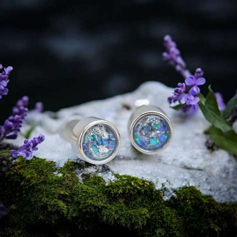 Glass “bindi” Earrings • 6mm Cremation Ash Stud Earrings Sugarberry