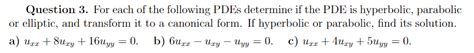 Solved Question 3 For Each Of The Following Pdes Determine