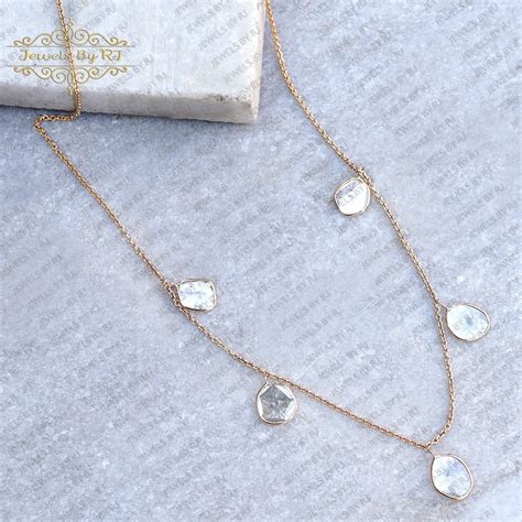 Slice Diamond 14k Gold Necklace 14k Gold Diamond Necklace Yellow Gold