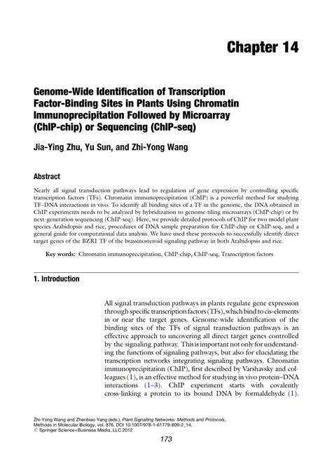 PDF Genome Wide Identification Of Transcription Factor Binding Sites In Plants Using Chromatin