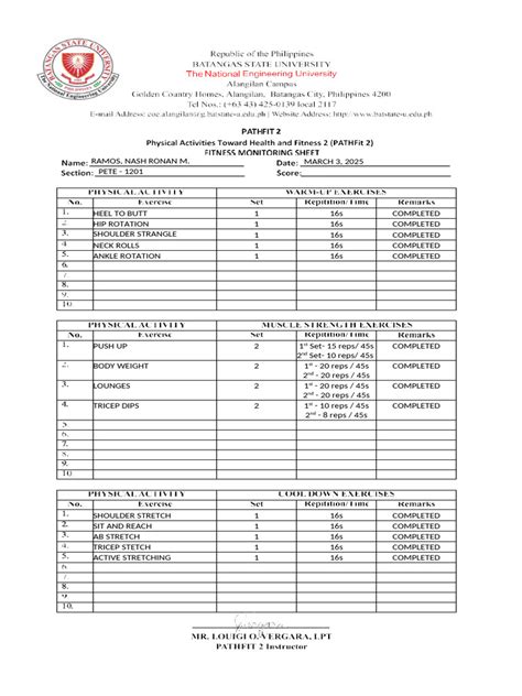 Monitoring Sheet Pdf
