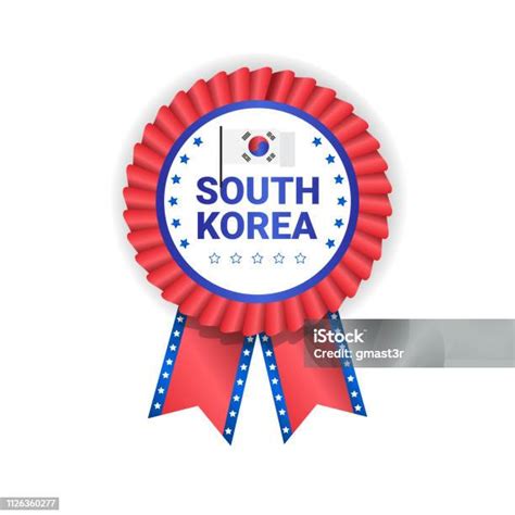 한국 게임 메달 배지 한국 깃발으로 장식 된 흰색 배경에 고립 0명에 대한 스톡 벡터 아트 및 기타 이미지 0명 Championship 개념 Istock