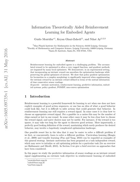 Pdf Information Theoretically Aided Reinforcement Learning For