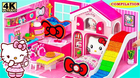 Build Hello Kitty Pink Mini House With Rainbow Slide And Kitchen Asmr 💕 Diy Mini House