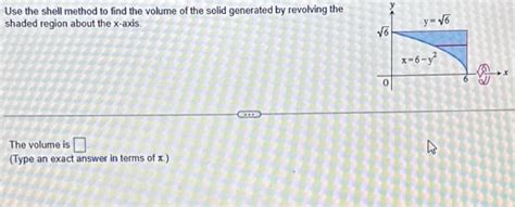 Solved Use The Shell Method To Find The Volume Of The Solid Chegg