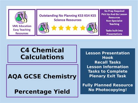 Aqa Gcse Chemistry Percentage Yield Full Lesson Presentation And Resources Teaching Resources