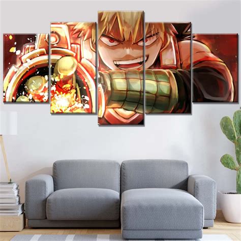 My Hero Academia Katsuki Bakugou 4 Wooden Framed Canvas Wall Decor