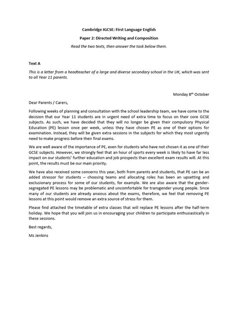 Cambridge Igcse 0500 Language Paper 2 Mock Exam Download Free Pdf Physical Education