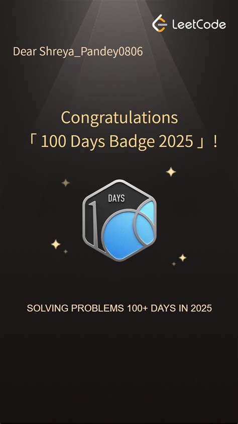 Completed 100 Days Of Leetcode Challenge Boosted Dsa Skills Shreya