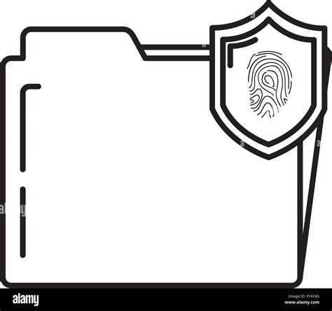 Line Folder File With Tactile Fingerprint Inside Shield Stock Vector Image And Art Alamy