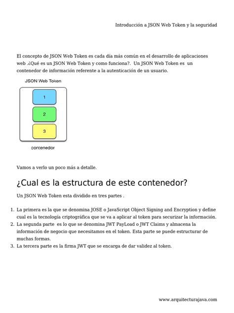 Introducción A Json Web Token Y La Seguridad Pdf Clave Criptografía Comunicación Segura