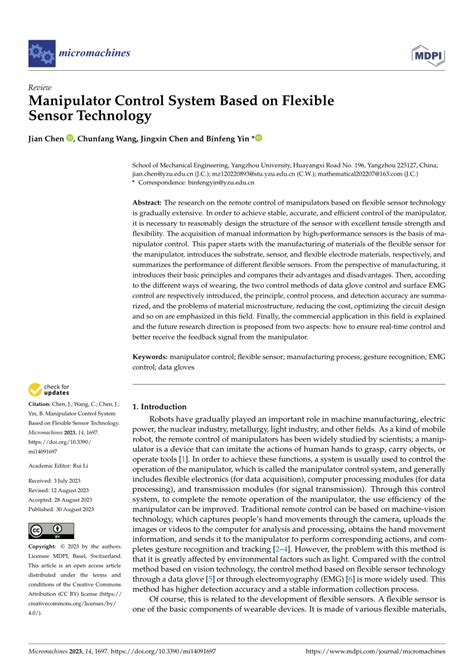 Pdf Manipulator Control System Based On Flexible Sensor Technology