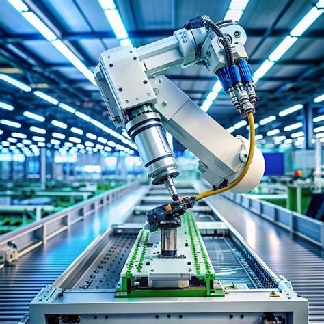 Cuttingedge Manufacturing Highprecision Robot Arm In Action Premium Ai Generated Image
