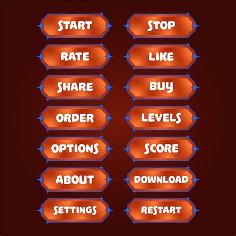 Premium Vector Gaming Button Red Color Set For Mobile And Web App Premium Vector Gaming Button Red Color Set For Mobile And Web App