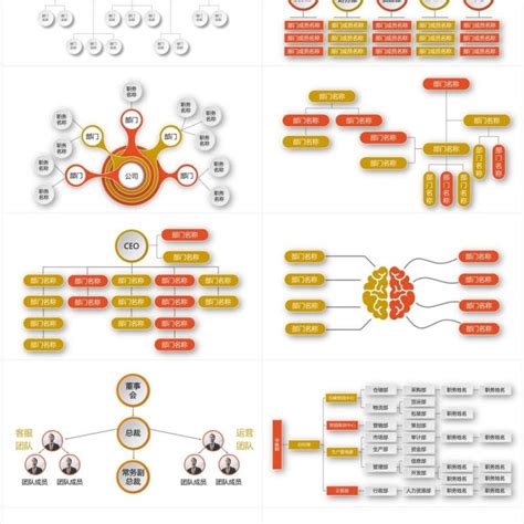 20页红黄色企业组织架构可视化图表集ppt模板 Ppt元素 【ovo图库】