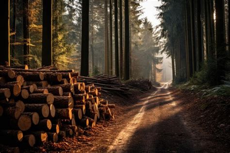 Premium Ai Image Log Trunks Pile The Logging Timber Wood Industry Cut