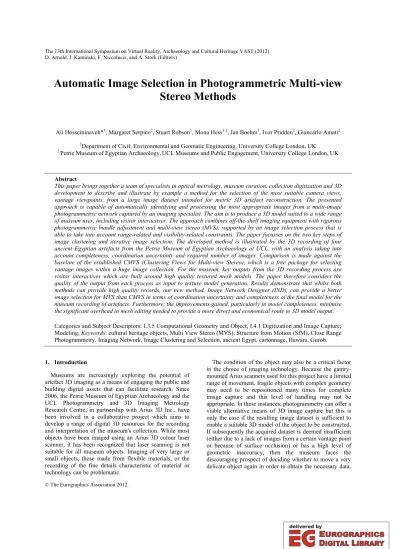 automatic image selection in photogrammetric multi view stereo methods