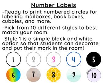 Circle Number Labels By Sweet Shenanigans Tpt