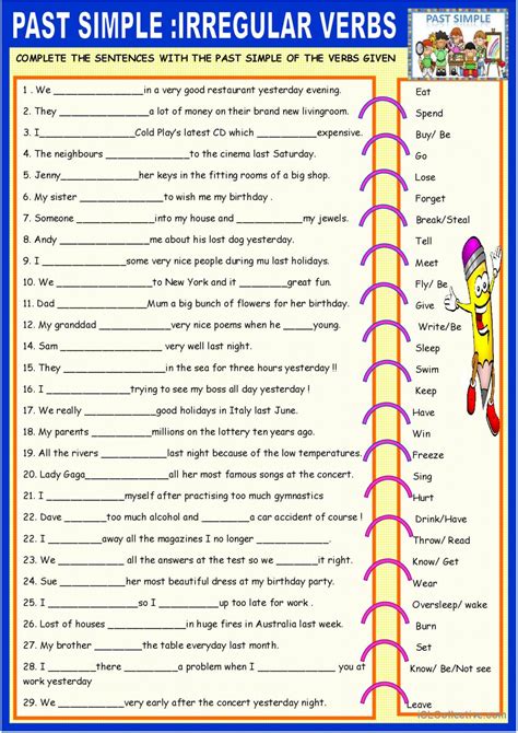 Past Simple Irregular Verbs Exercises 77 фото