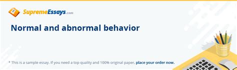 Read Normal And Abnormal Behavior Essay Sample For Free At