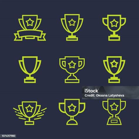 챔피언스 트로피 수상 아이콘 벡터 세트 게임 아이콘입니다 Championship에 대한 스톡 벡터 아트 및 기타 이미지