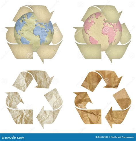 Set Of Paper Recycling Symbol Isolated Stock Illustration