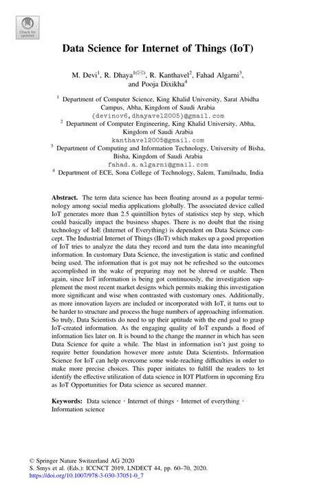 PDF Data Science For Internet Of Things IoT