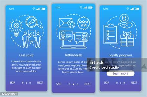 의사 결정 콘텐츠 블루 온보딩 모바일 앱 페이지 화면 벡터 템플릿 선형 일러스트레이션을 통해 고객 어트랙션 을 연습하는 웹 사이트 단계입니다 Ux Ui Gui 스마트폰