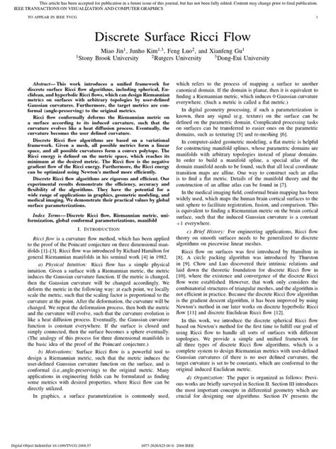 Discrete Surface Ricci Flow Pdf Manifold Curvature
