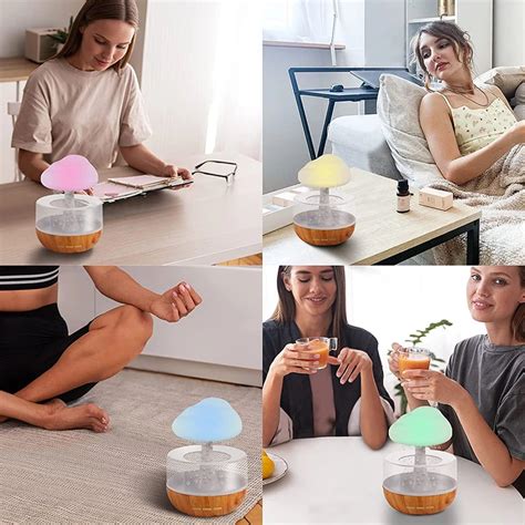 Mushroom Rain Cloud Humidifier Colorful Raindrop My Luxurious Home